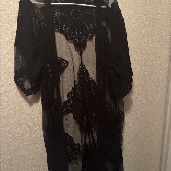 Other | Elegant Black Lace Kimono Robe | Poshmark